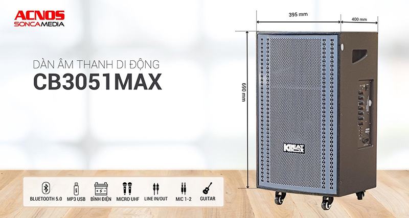Loa kéo Acnos CB3051MAX bass 30cm | Kèm 2 Mic, Giá tốt