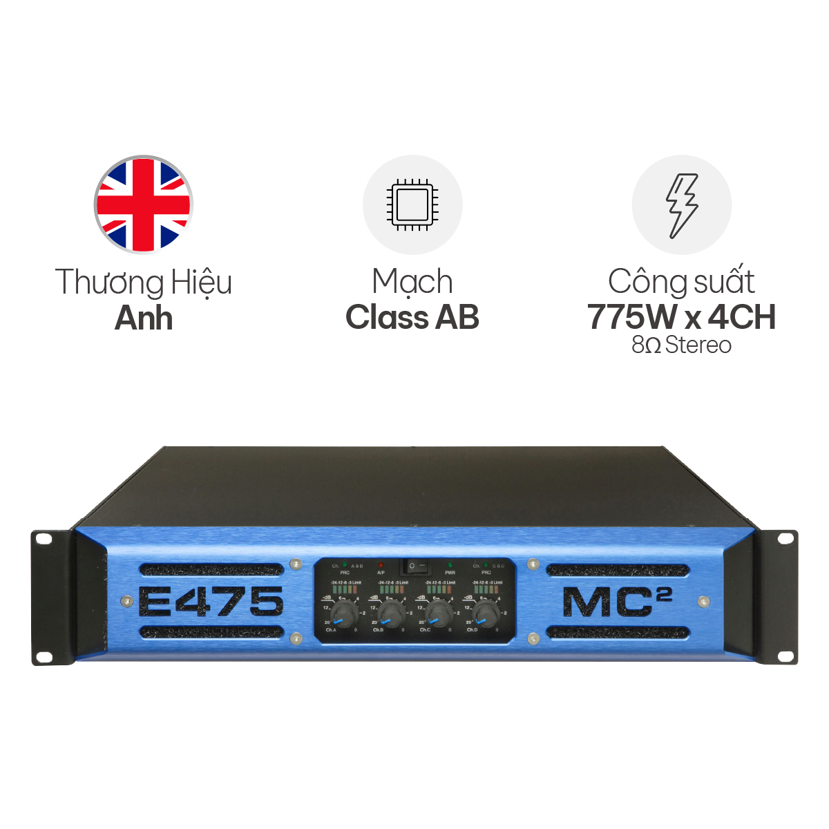 Cục đẩy công suất MC2 Audio E475 chính hãng, giá tốt nhất