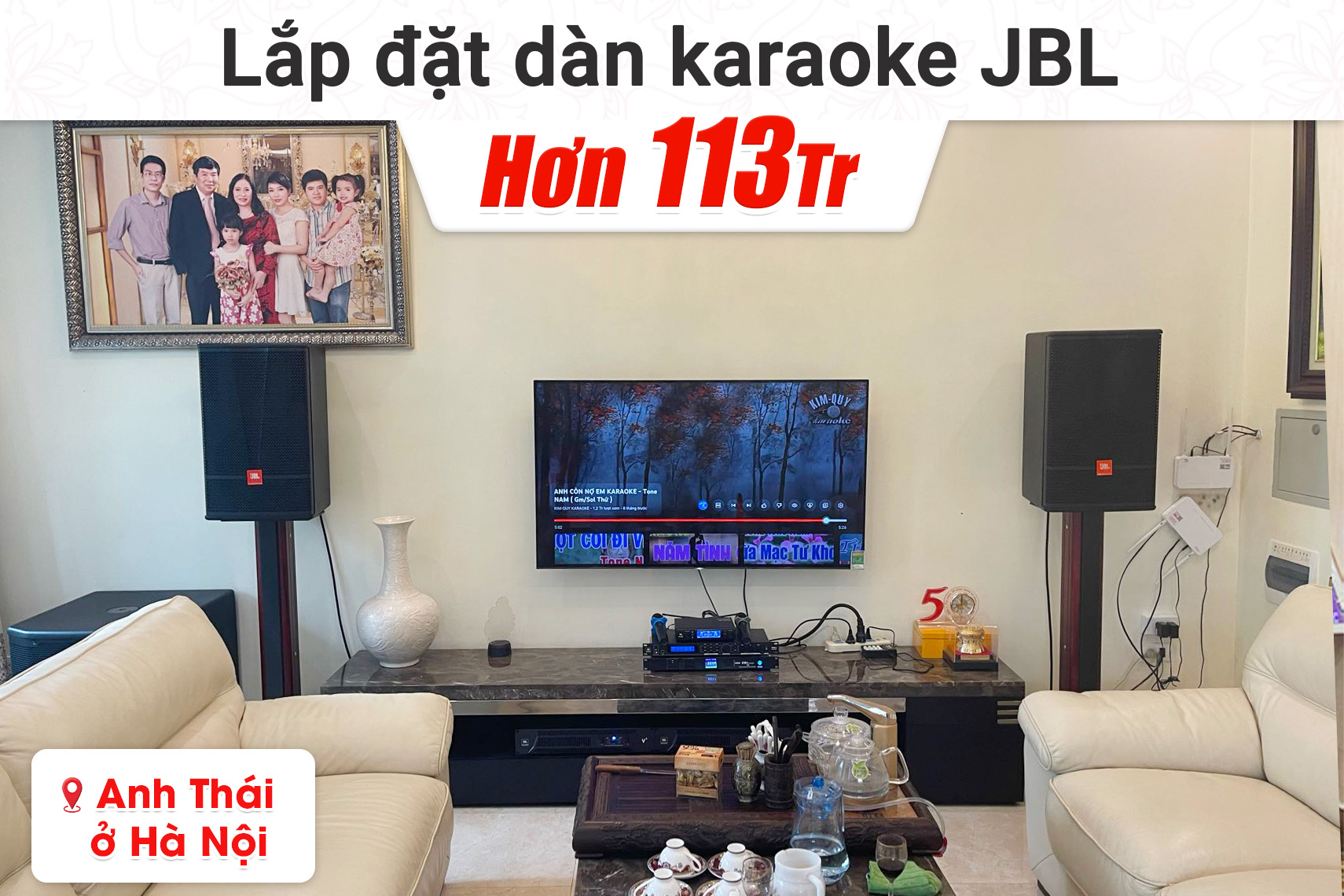 Lắp đặt dàn karaoke JBL hơn 113tr cho anh Thái tại Hà Nội (JBL CV1270 ...